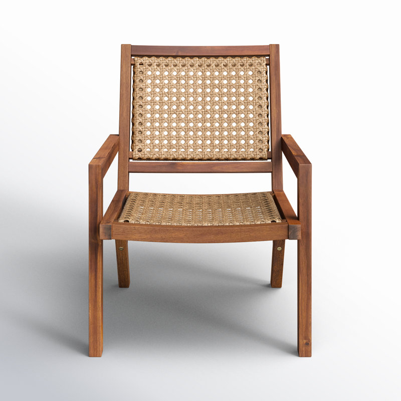 Joss & Main Barrie Coastal Solid Wood And Rattan Outdoor Accent Chair ...