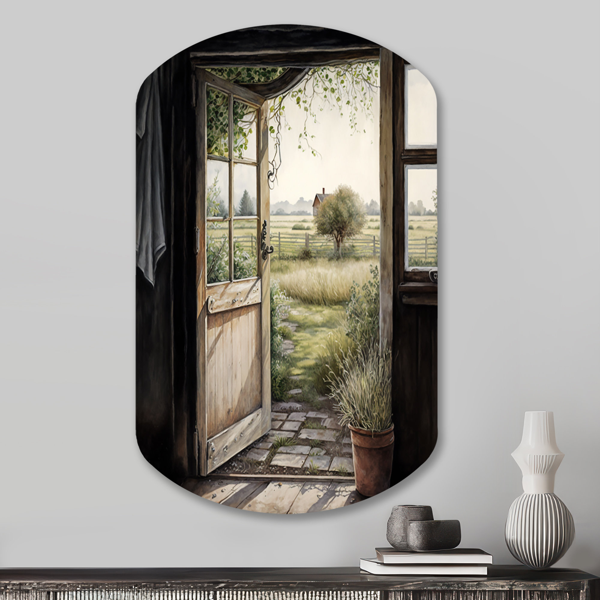 Design Art Farm Landscape Through A Door - Farm Landscape Cylinder ...