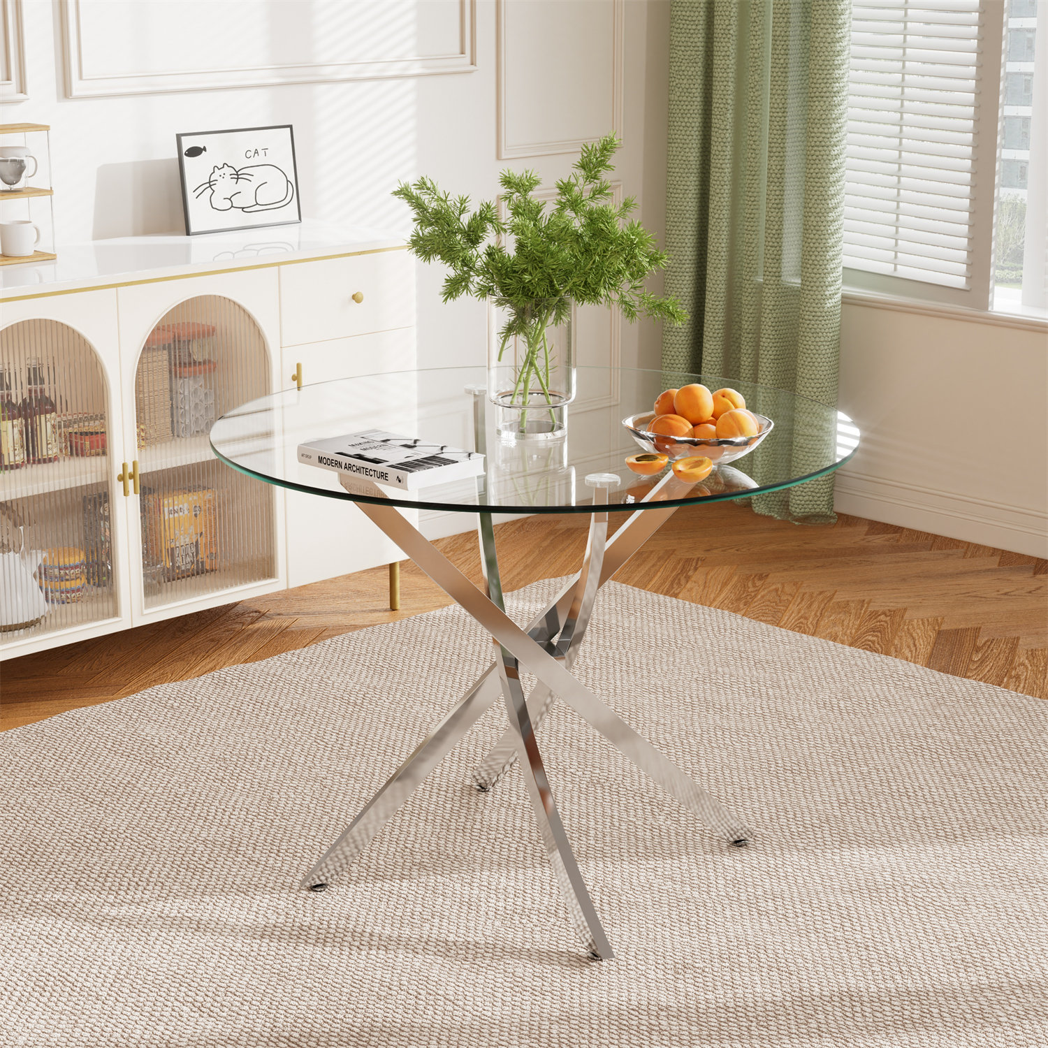 Mercer41 Round Glass Top Dining Table for 4-6 - Wayfair Canada