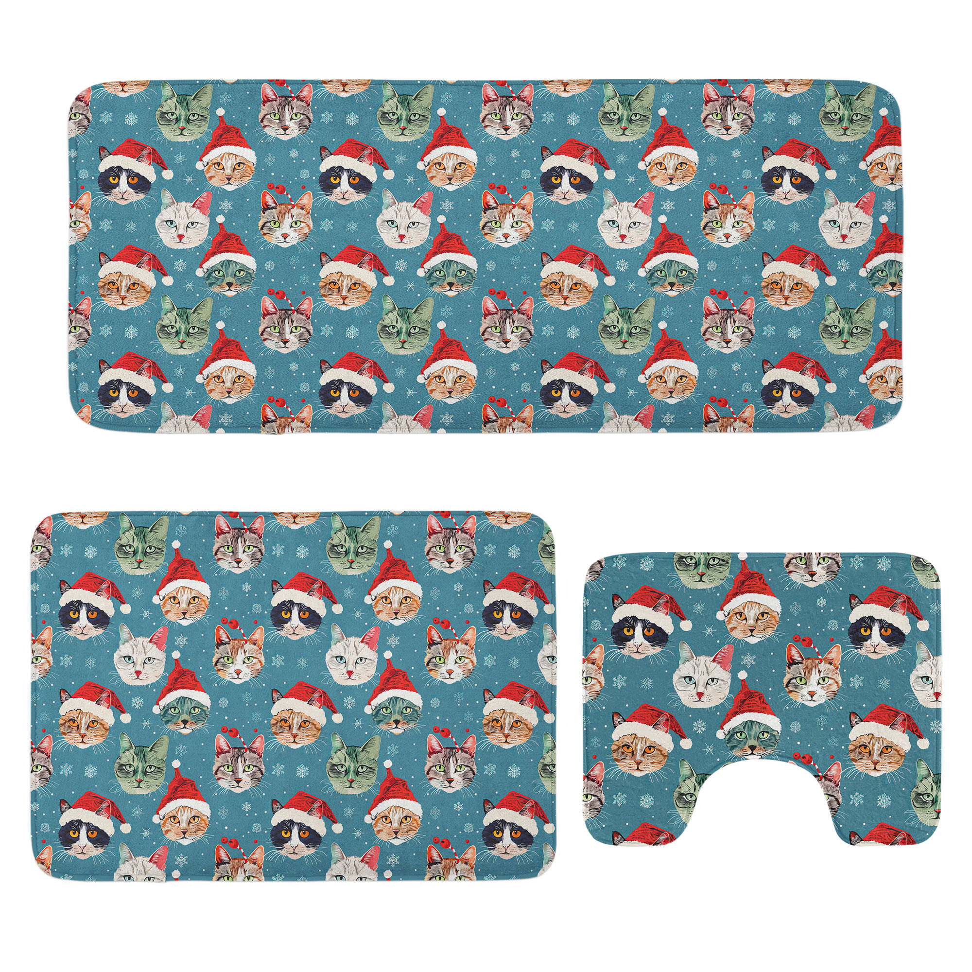 Astoria Grand Christmas Bathroom Rug Set 3 Pieces U-Shape & Rectangle ...