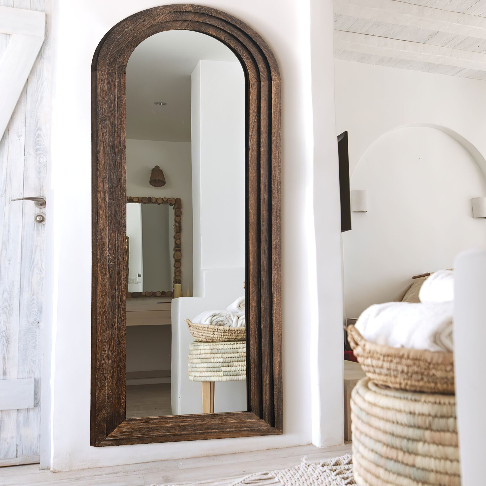 Millwood Pines Dainah Arch Full Length Wall Mirror with Wood Frame ...