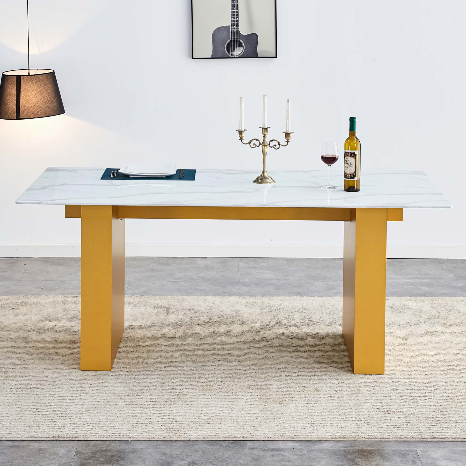 Mercer41 Large modern rectangular table with 0.4 inch patterned ...