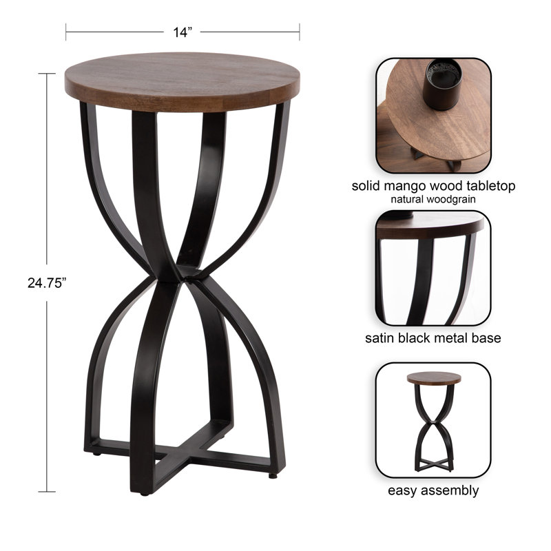 Latitude Run® Ulott Wood and Metal Round Side Table | Wayfair