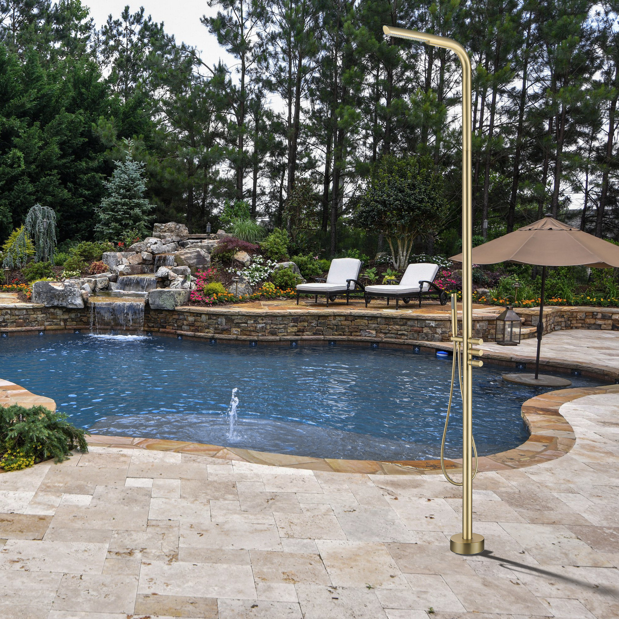 MODLAND Standing Shower Faucet with Rough-in Valve Outdoor Shower ...