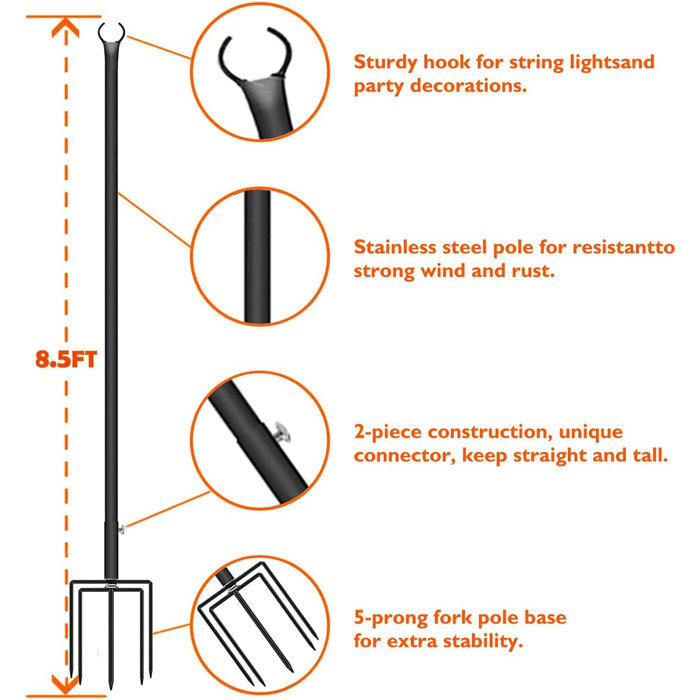 ningbohongzhuankejiyouxiangongsi 4-Pack String Light Pole for Outdoor ...