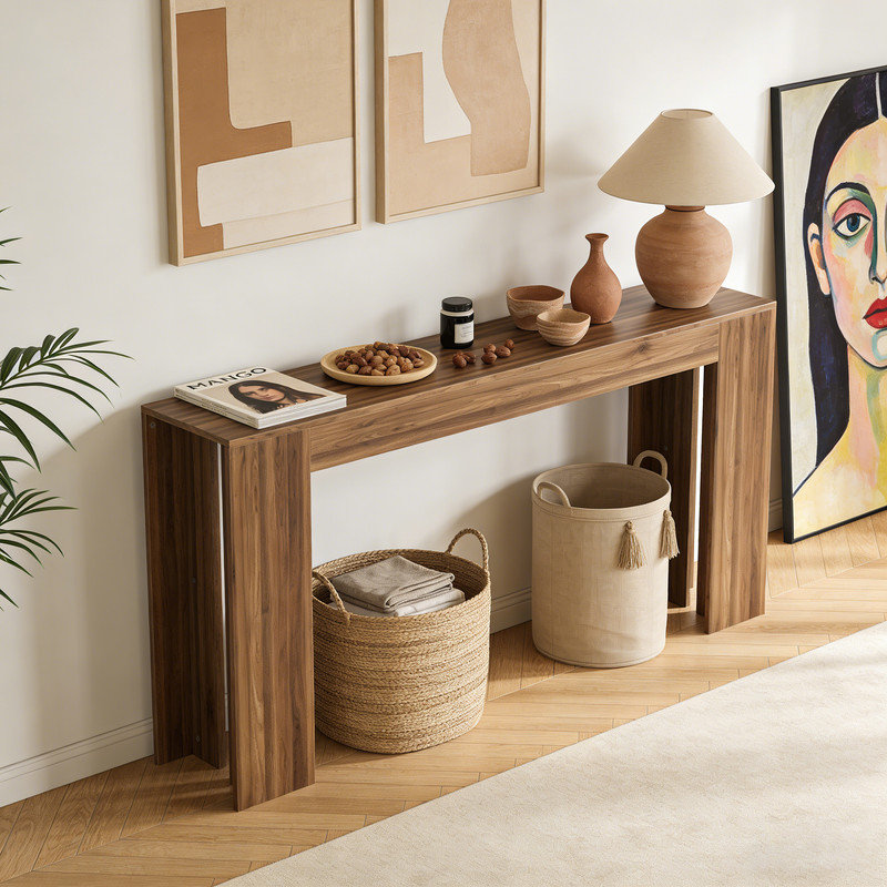 17 Stories 62.99" Long Console Table For Behind Sofa, Farmhouse ...