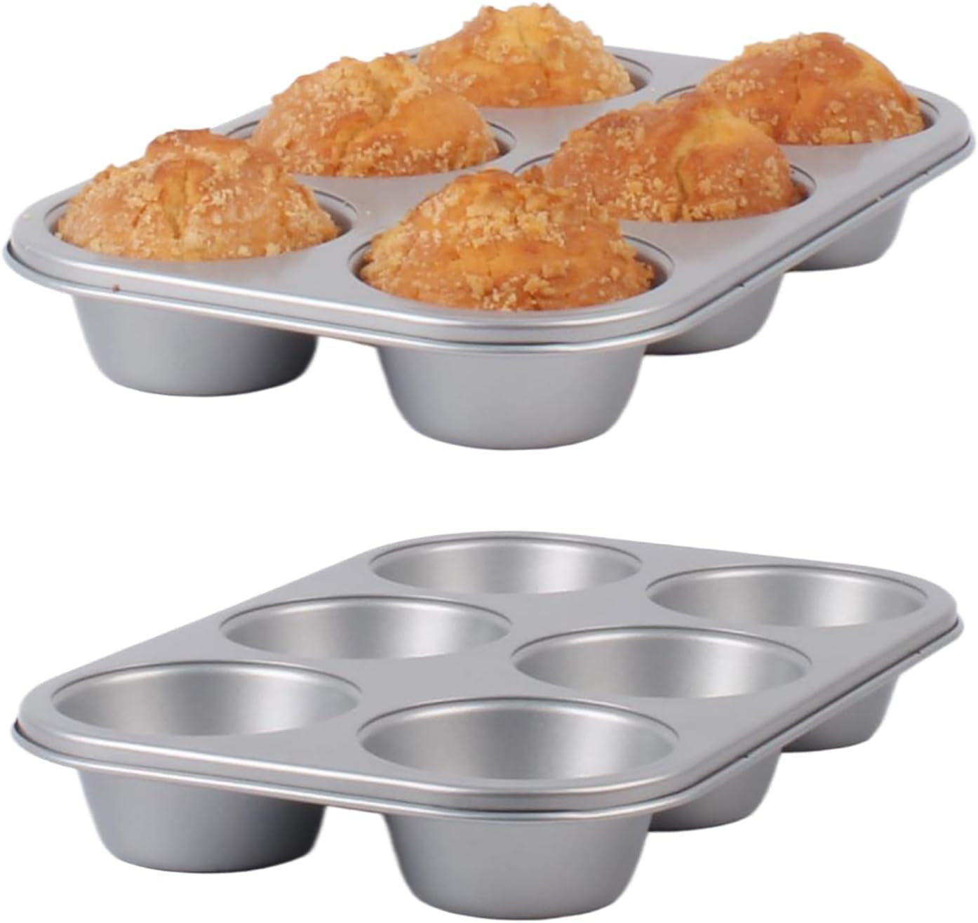 SHANXIQIANNA Nonstick jumbo Muffin Pans 6 Cups，2 Pack Extra Large ...