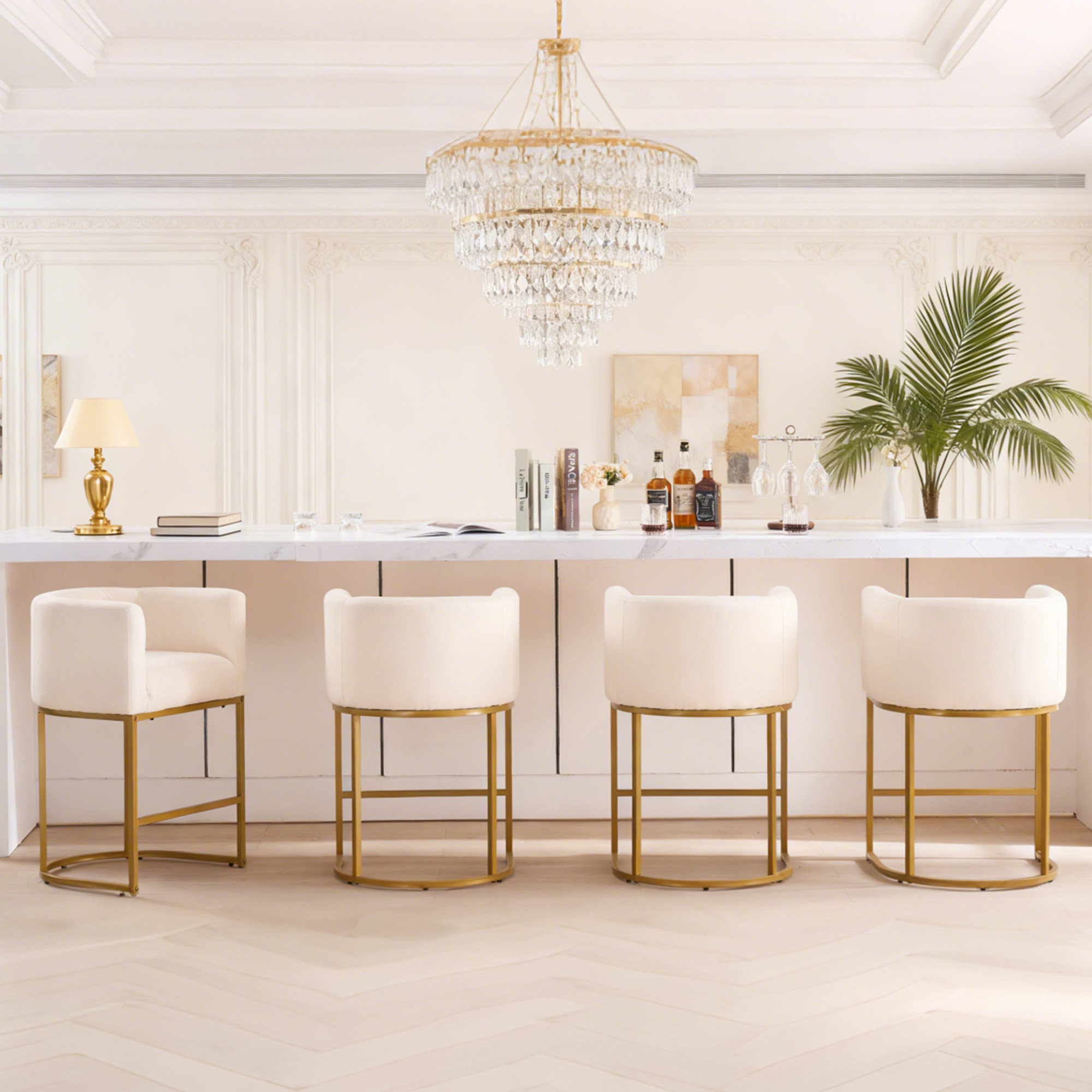 George Oliver Counter Height Upholstered Bar Stool with Curved Back ...