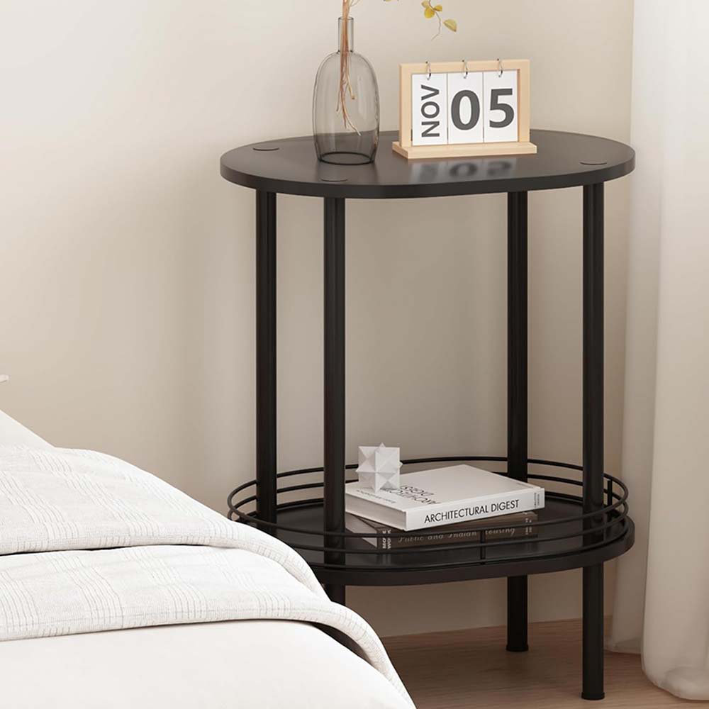 Hokku Designs Small Round Side Table,Bedside Table With Storage, Morden ...
