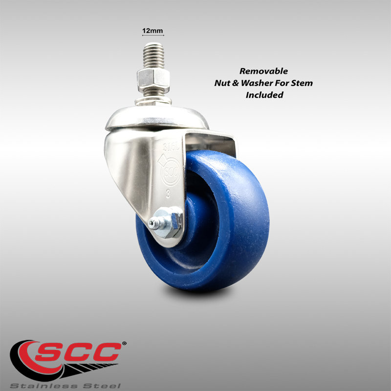 Service Caster 316SS Solid Polyurethane Wheel Swivel Threaded Stem ...