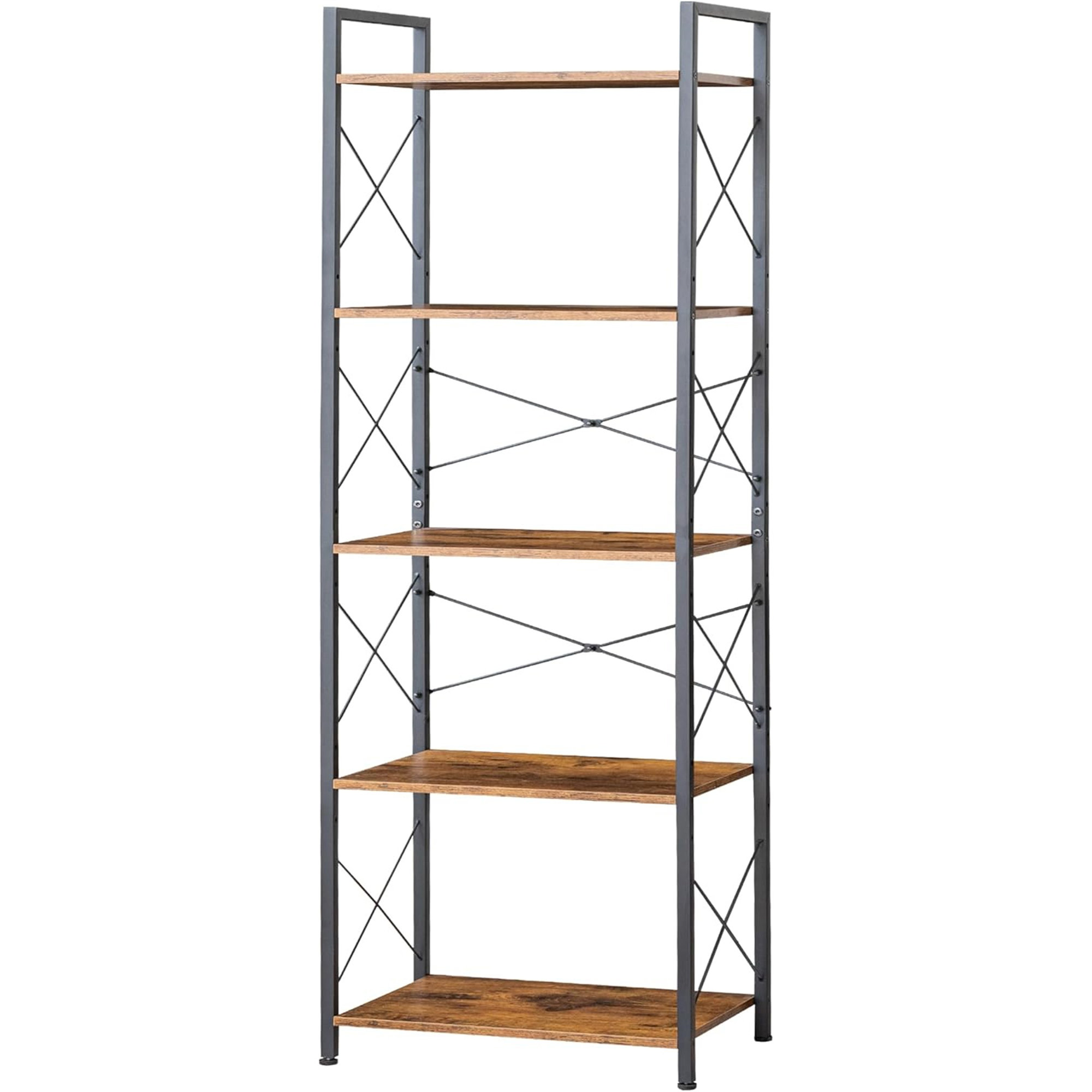 17 Stories Narrow Storage Rack, Adjustable Industrial Bookcase, Rustic ...