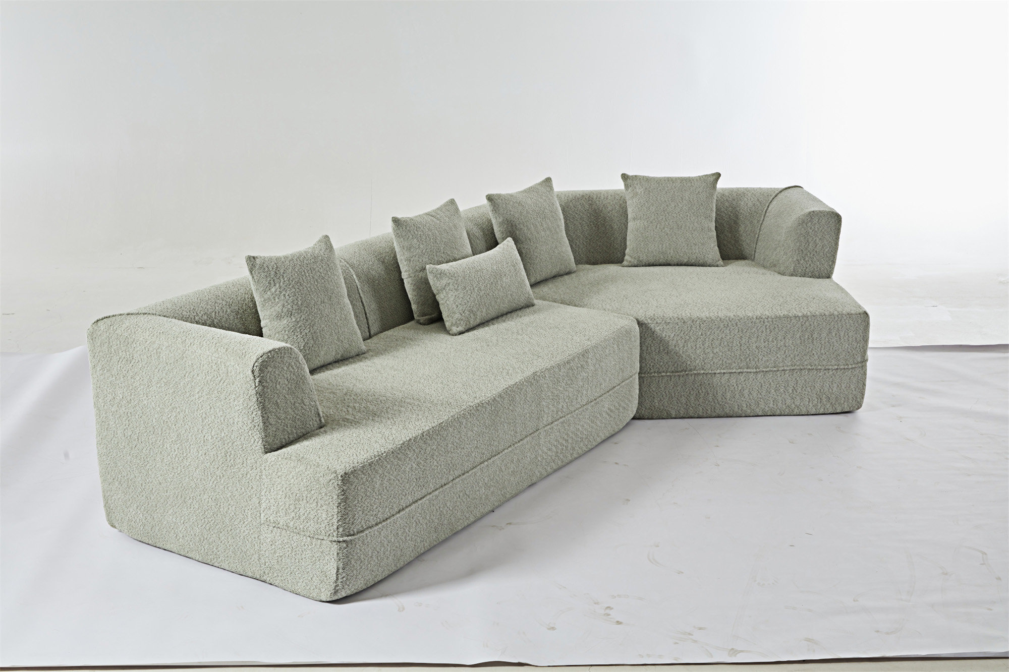 Ivy Bronx Modular Cushions Sofa Movable Ottoman, Minimalist Style ...