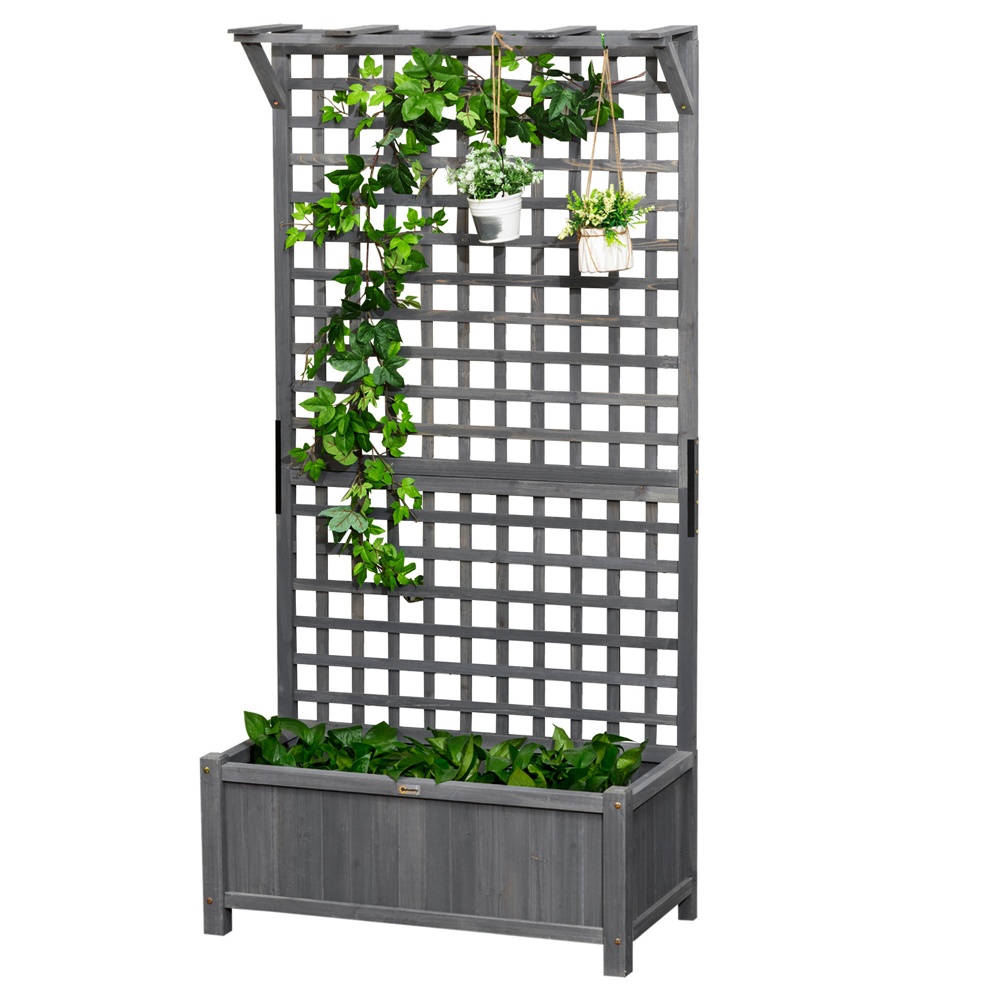 August Grove® Wood Planter With Trellis For Vine Climbing, Raised ...