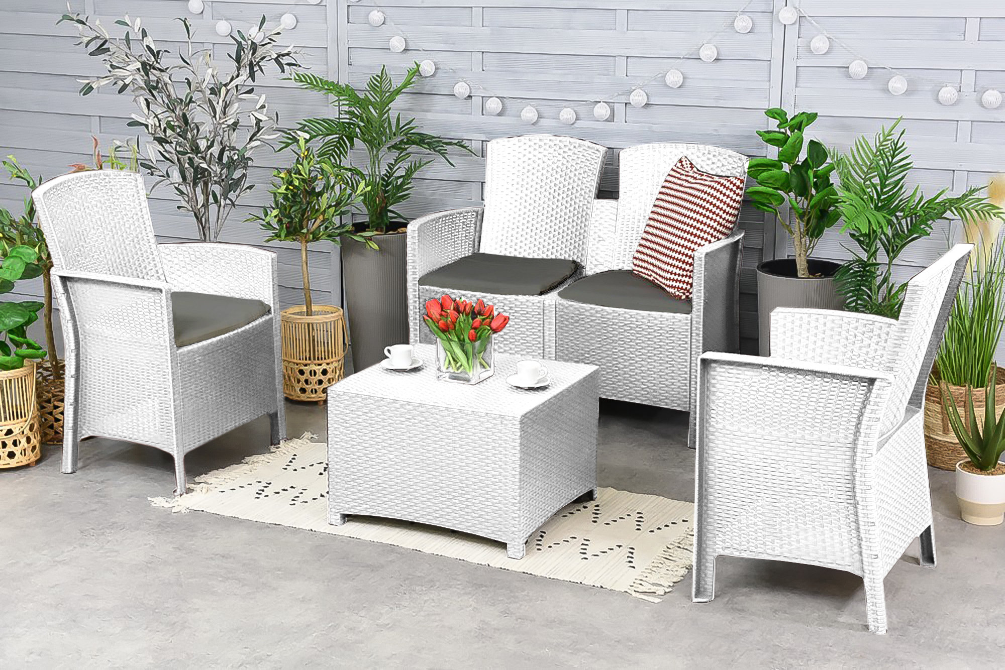 Marlow Home Co. Outdoor Lounge Set Urano, Garden Set with Cushions, Rattan Effect | Wayfair.co.uk