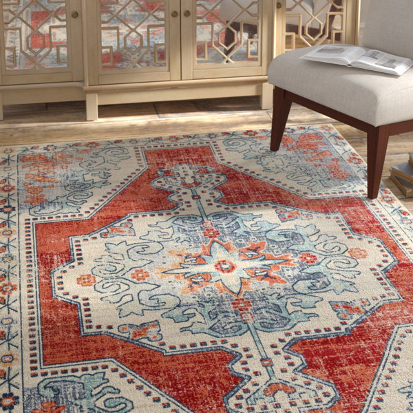 Langley Street Barleria Oriental Bright Red/Beige Area Rug & Reviews ...