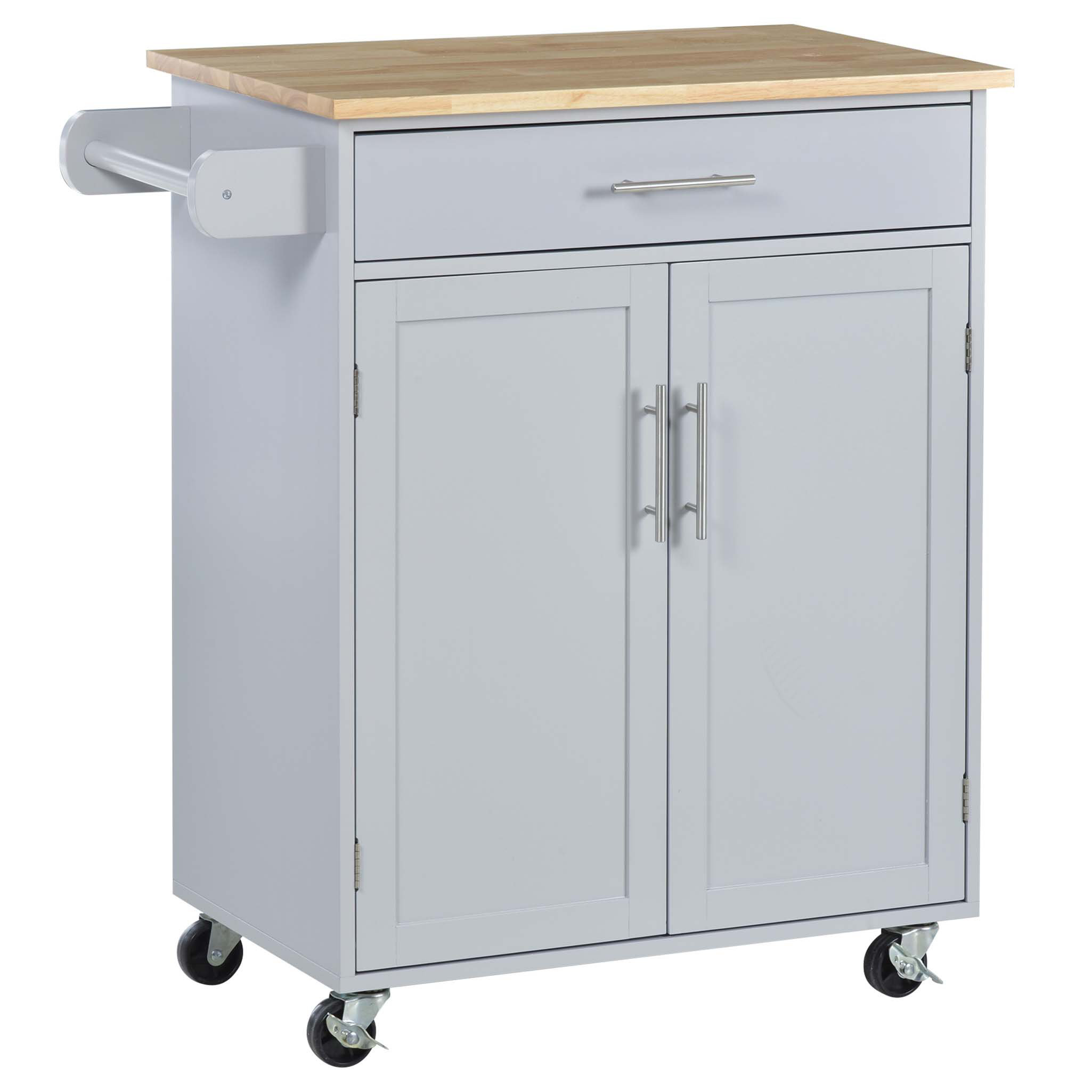 Winston Porter Kitchen Island Cart Rolling Trolley Cart with Drawer ...