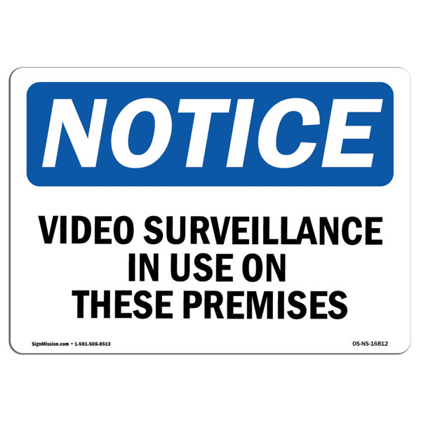 SignMission Notice - Video Surveillance in Use on These Premises Label ...