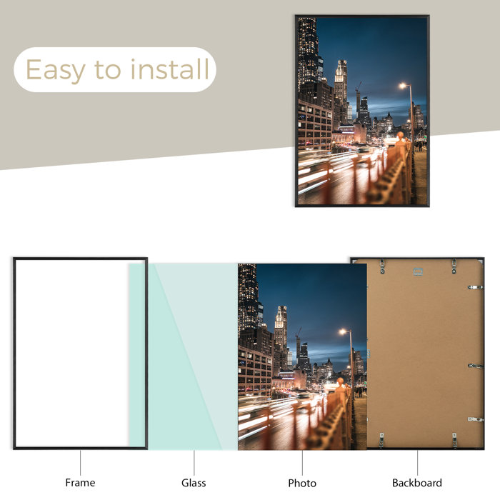 Hokku Designs Aamanda 16x24 Picture Frame without Mat, Black Metal ...