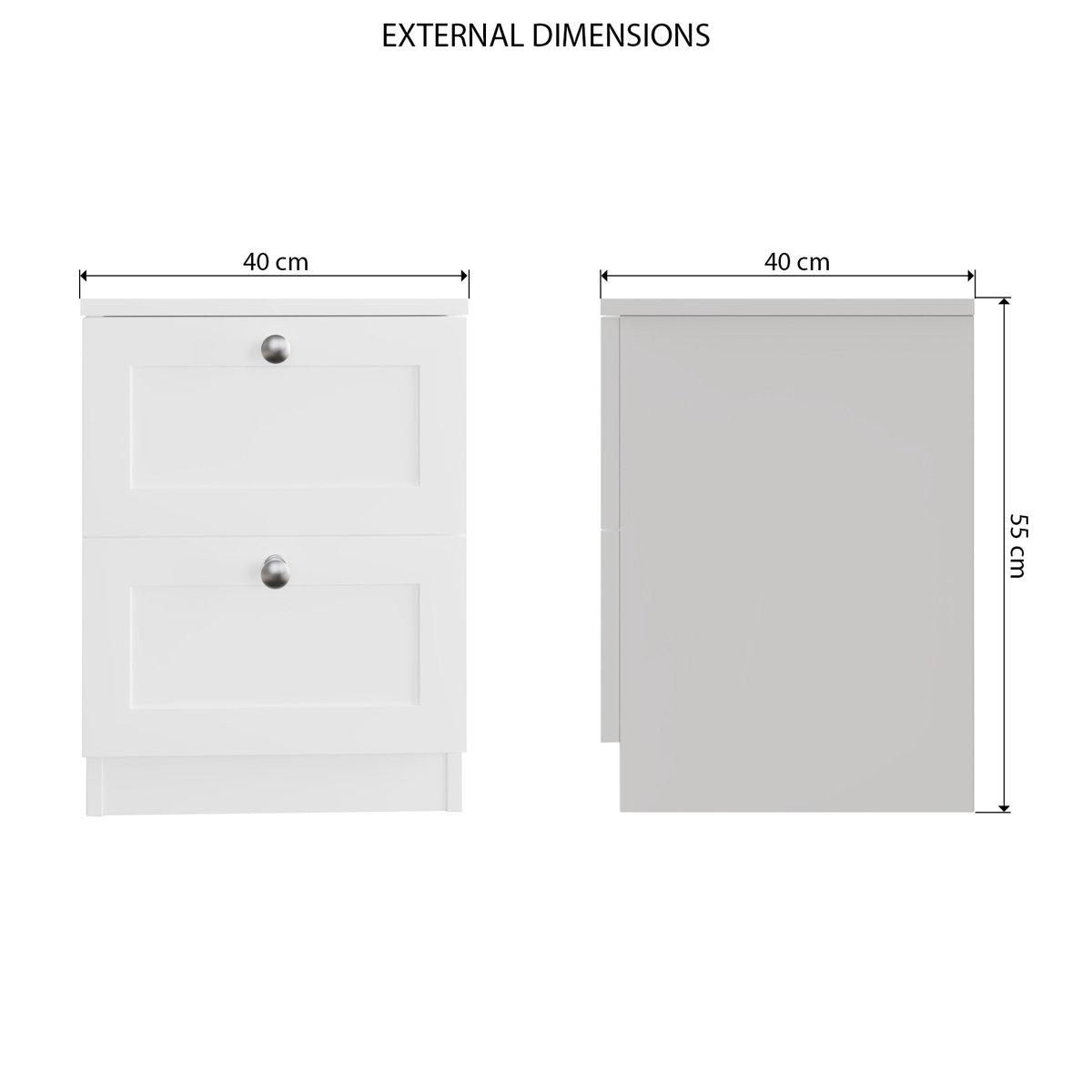 17 Stories Shabrie Shaker 2 Drawer Bedside Table Nightstand Matt White ...