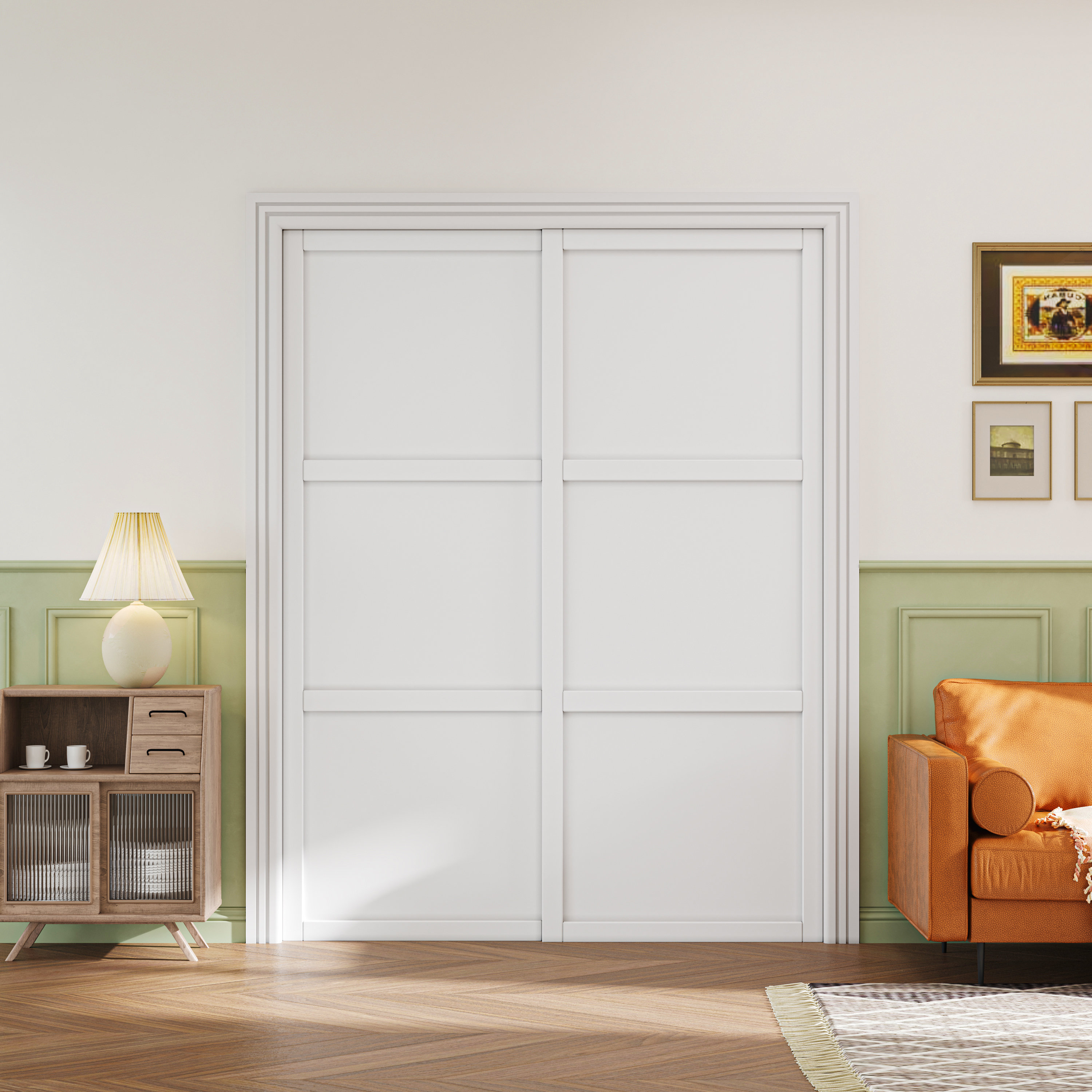ARK DESIGN Solid Manufactured Wood Panelled Prefinished Sliding Closet ...