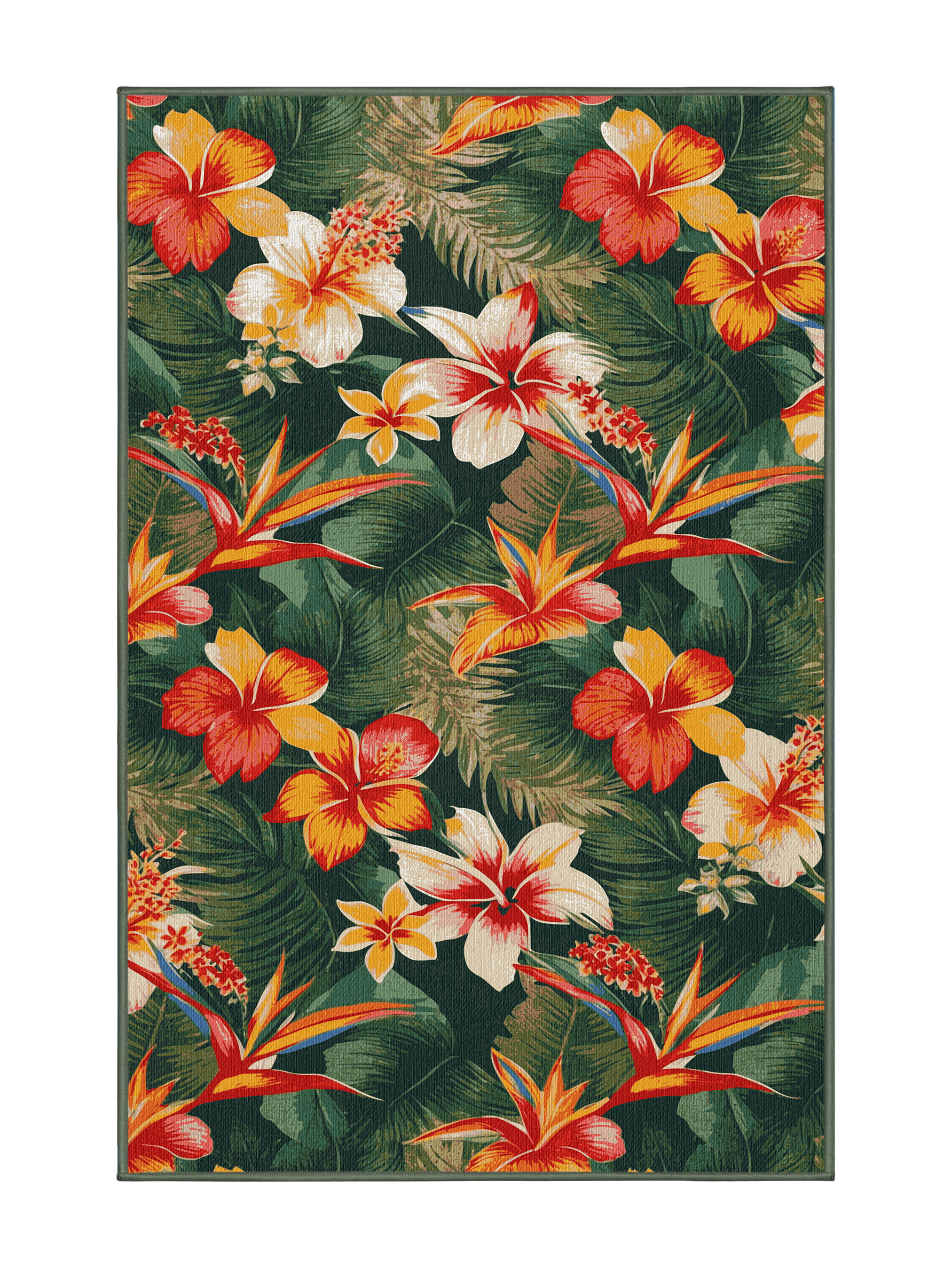 Bayou Breeze Washable Flower Sprays Hawaiian Area Rug | Wayfair