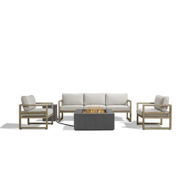 Real Flame Aegean 4 Seat Outdoor Patio Furniture Set With Fire Table ...