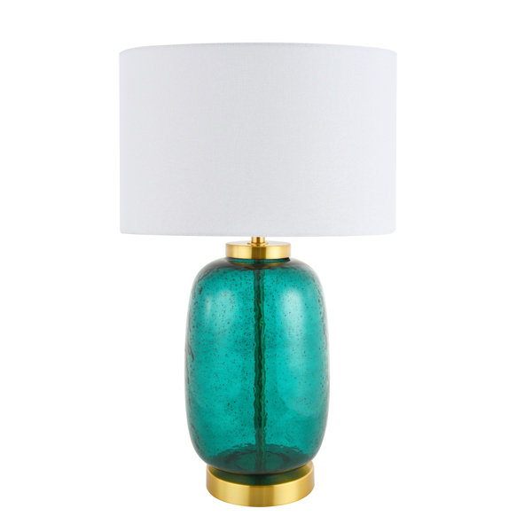 Fairmont Park Teal Glass Table Lamp Base With Hammered Stone Effect And ...