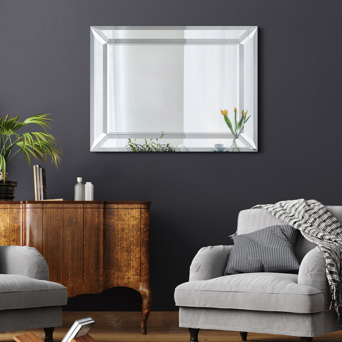 Mercer41 Lulubell Rectangle Glass Panel Frame Wall Mirror | Wayfair