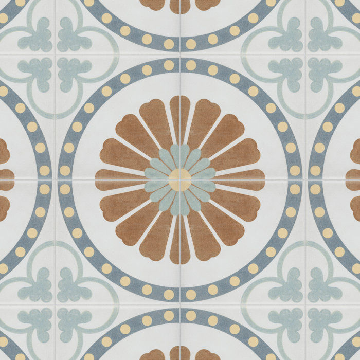 Merola Tile Revival Ring Mini 4" x 4" Ceramic Patterned Wall & Floor ...