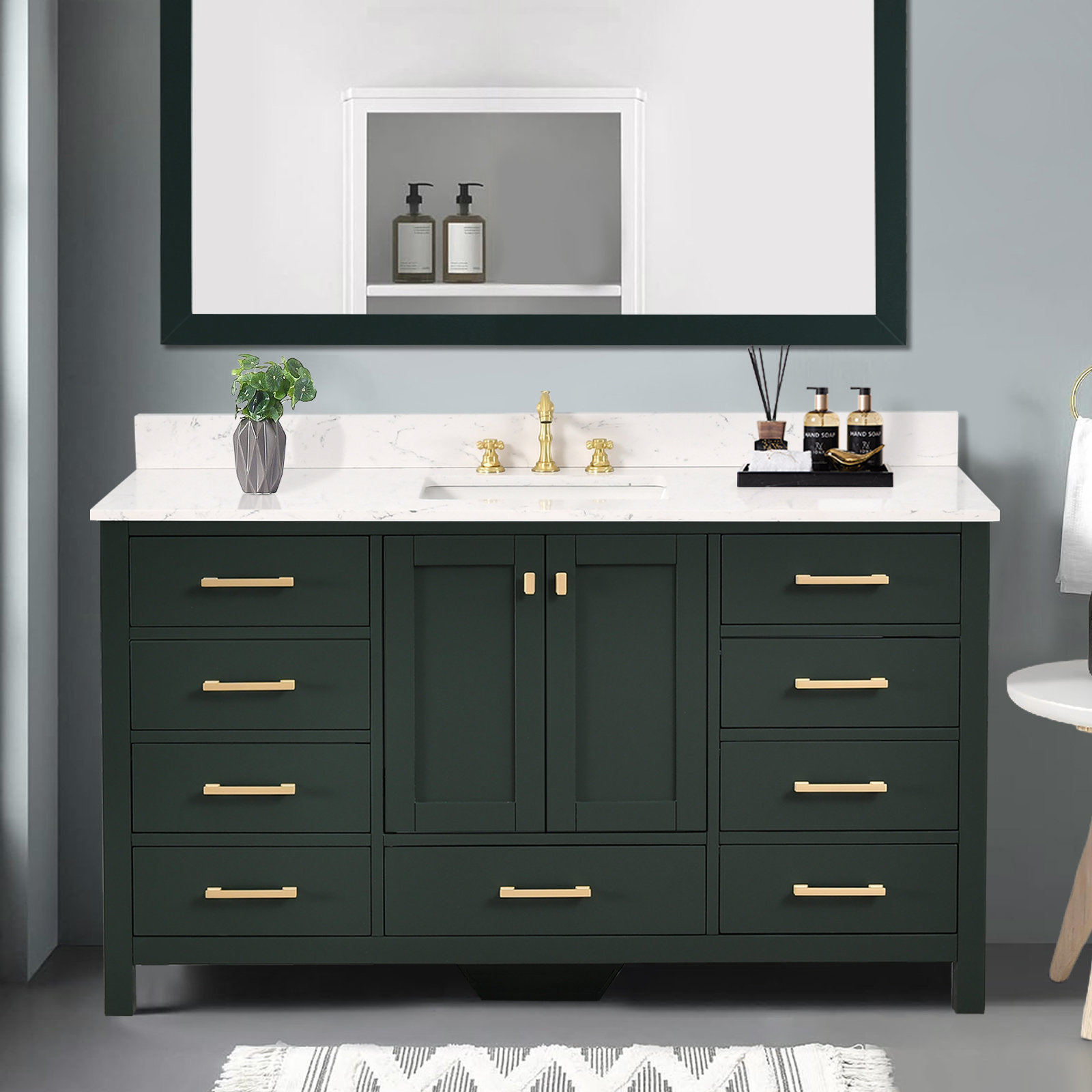 Winston Porter Render 60'' Single Bathroom Vanity With Engineered Stone ...