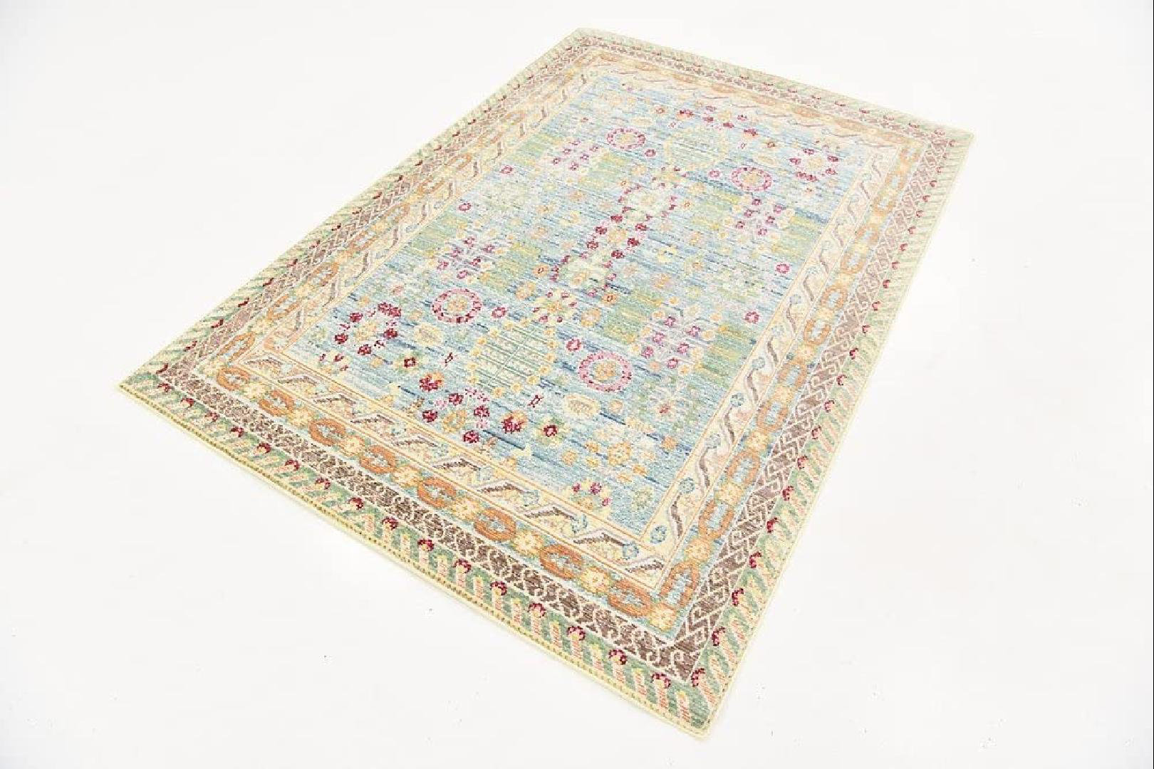 Bungalow Rose Runner Oriental Power Loomed Polyester Area Rug in Teal ...