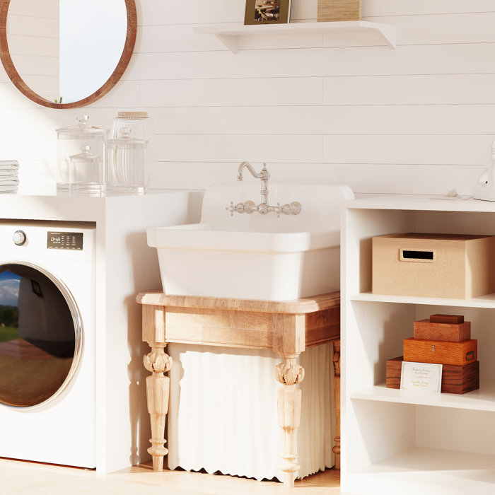 Eridanus Mason 24-inch White Ceramic Laundry Sink Wall Mount Utility ...