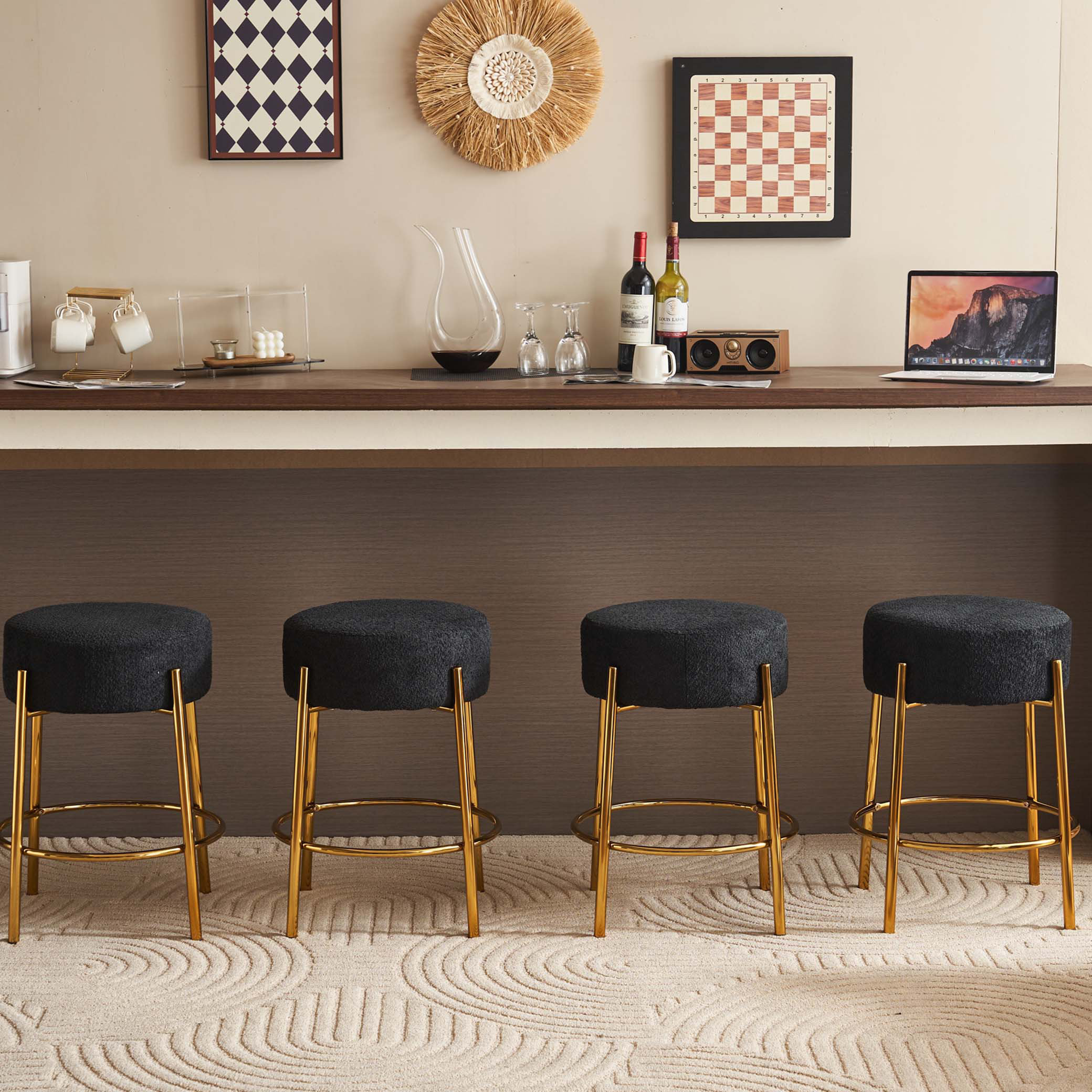 Latitude Run® Round Stools, upholstered dining stools for kitchens ...