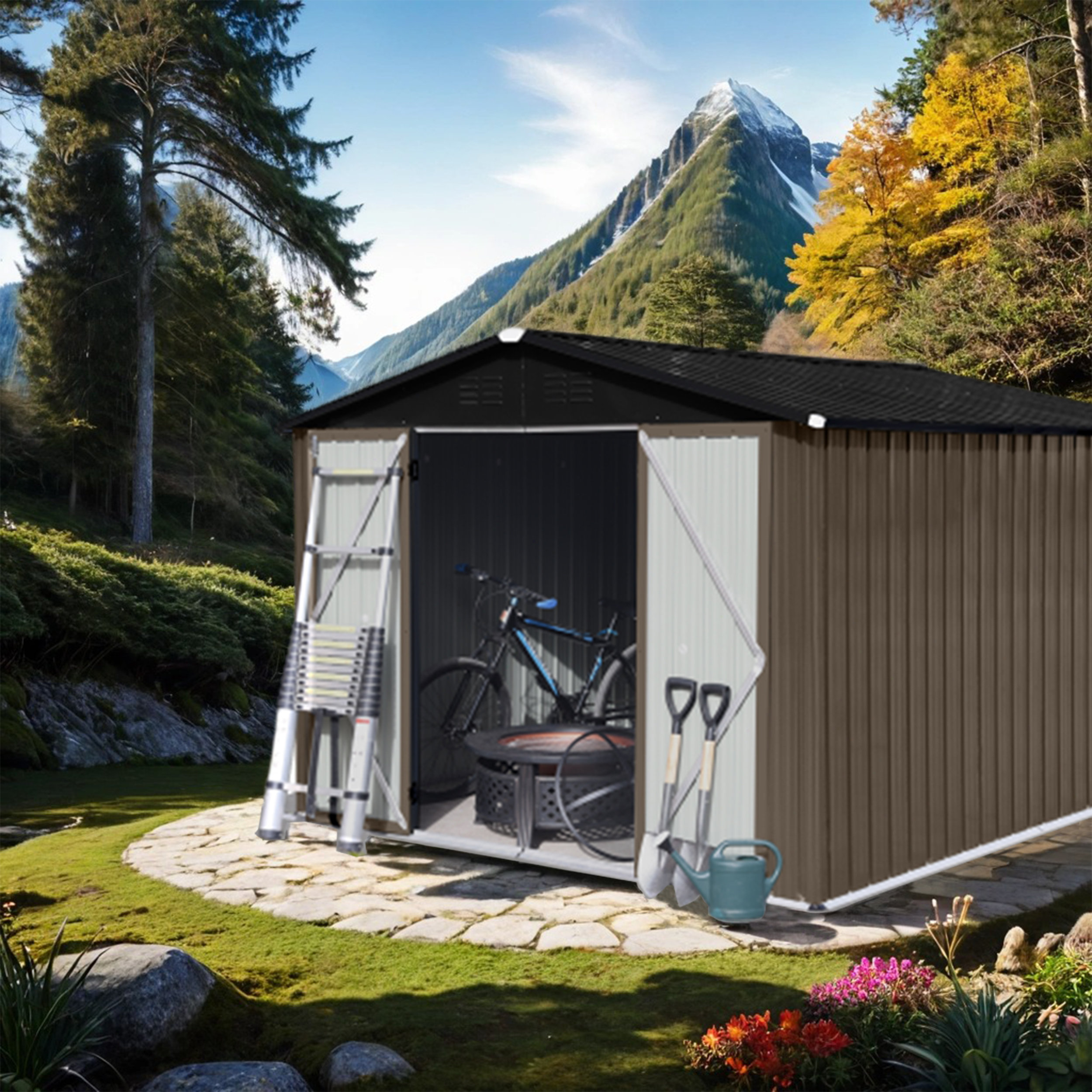 Bantam Interiors 8 ft. W x 10 ft. D Metal Storage Shed | Wayfair