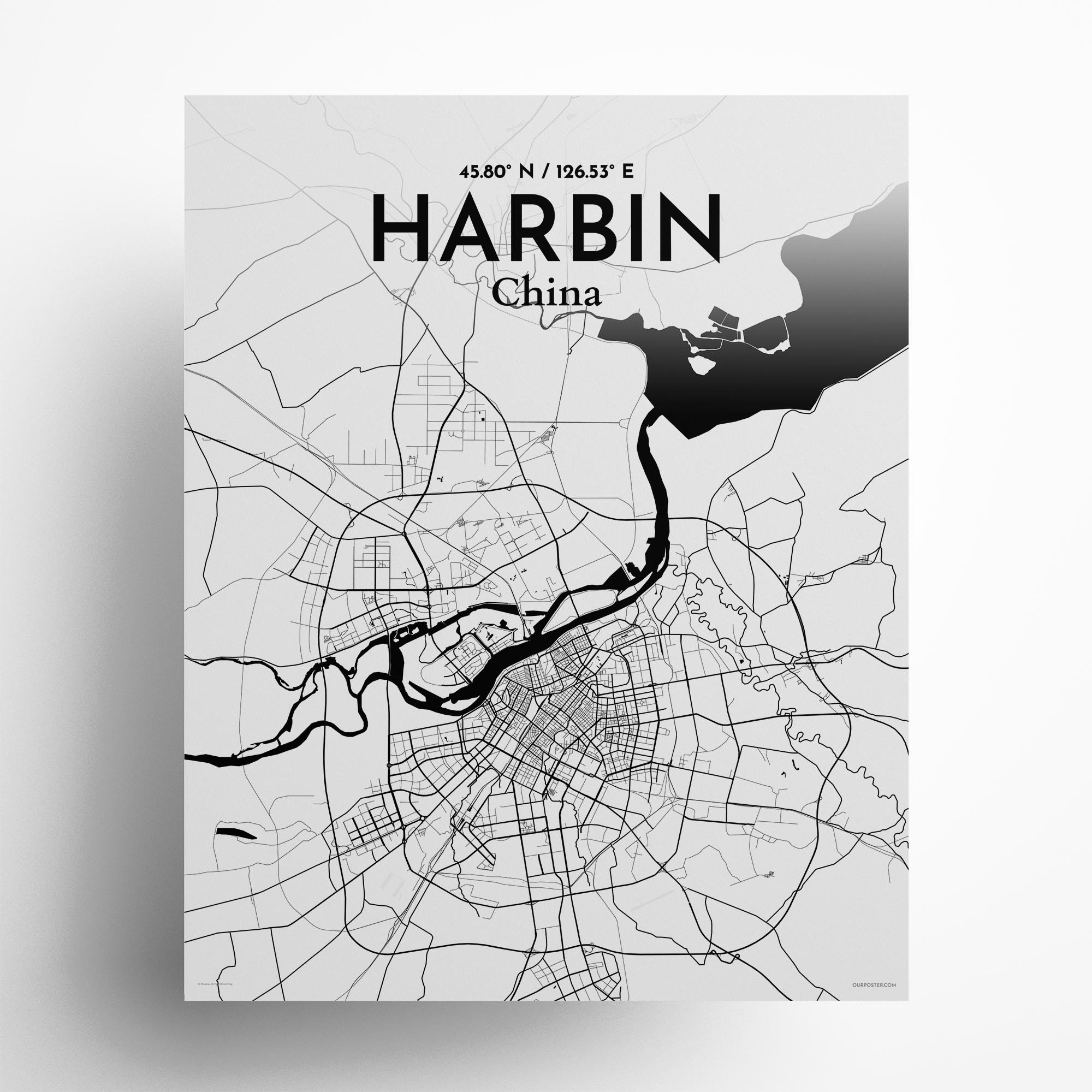 17 Stories Harbin City Map Graphic Art | Wayfair