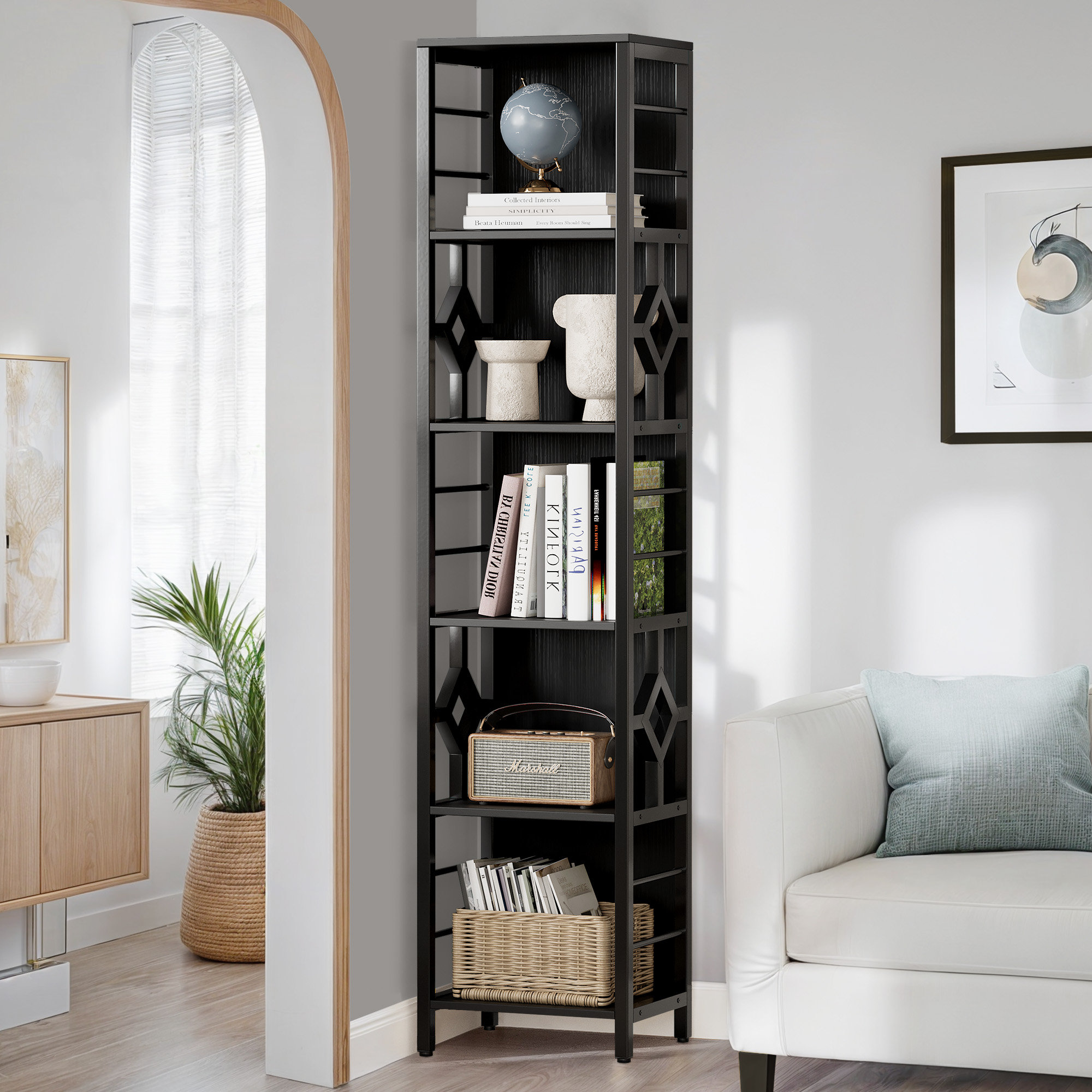 17 Stories Cloretta 68.9'' H X 11'' W 5-Tier Etagere Bookcase & Reviews | Wayfair