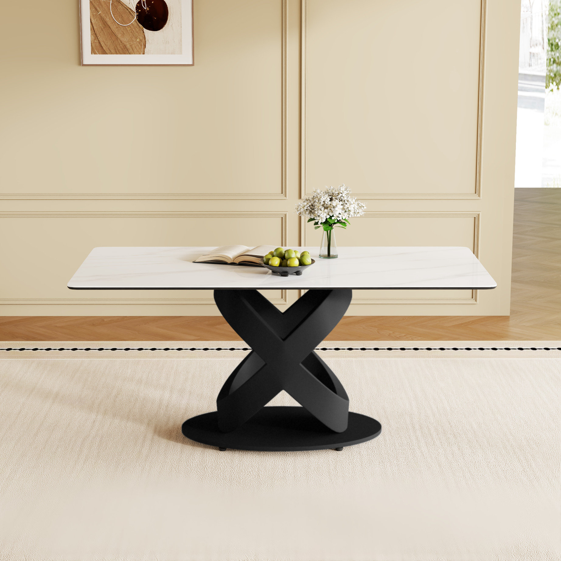 Ivy Bronx White 71" Rectangular Modern Luxury Dining Table With ...
