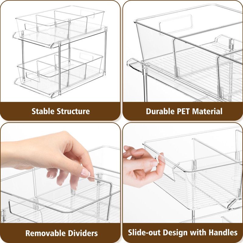 Rebrilliant 2-Pack Multi-Purpose Slide-Out Drawer Organizers, Clear ...
