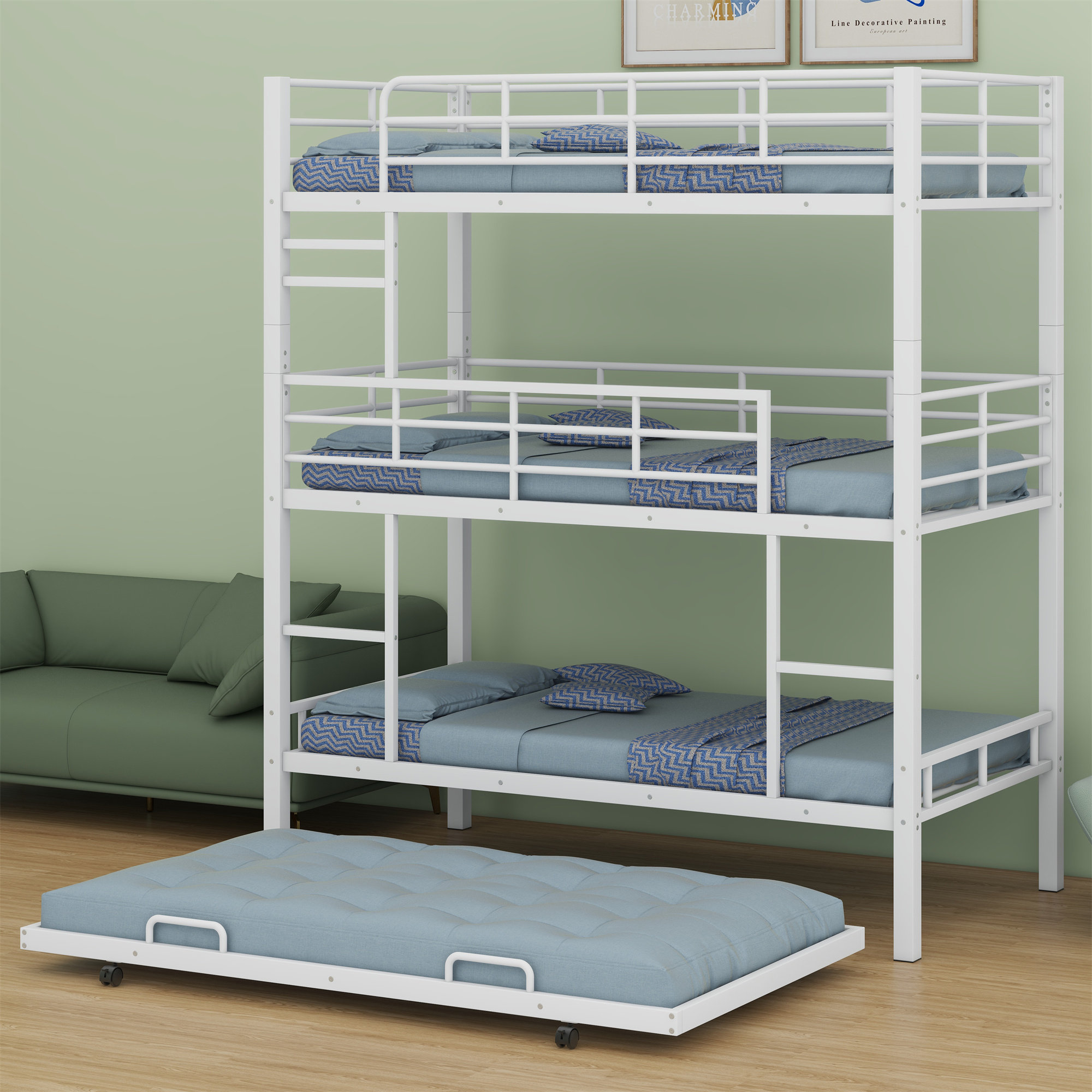 Isabelle & Max™ Metal Triple Bunk Bed With Trundle | Wayfair