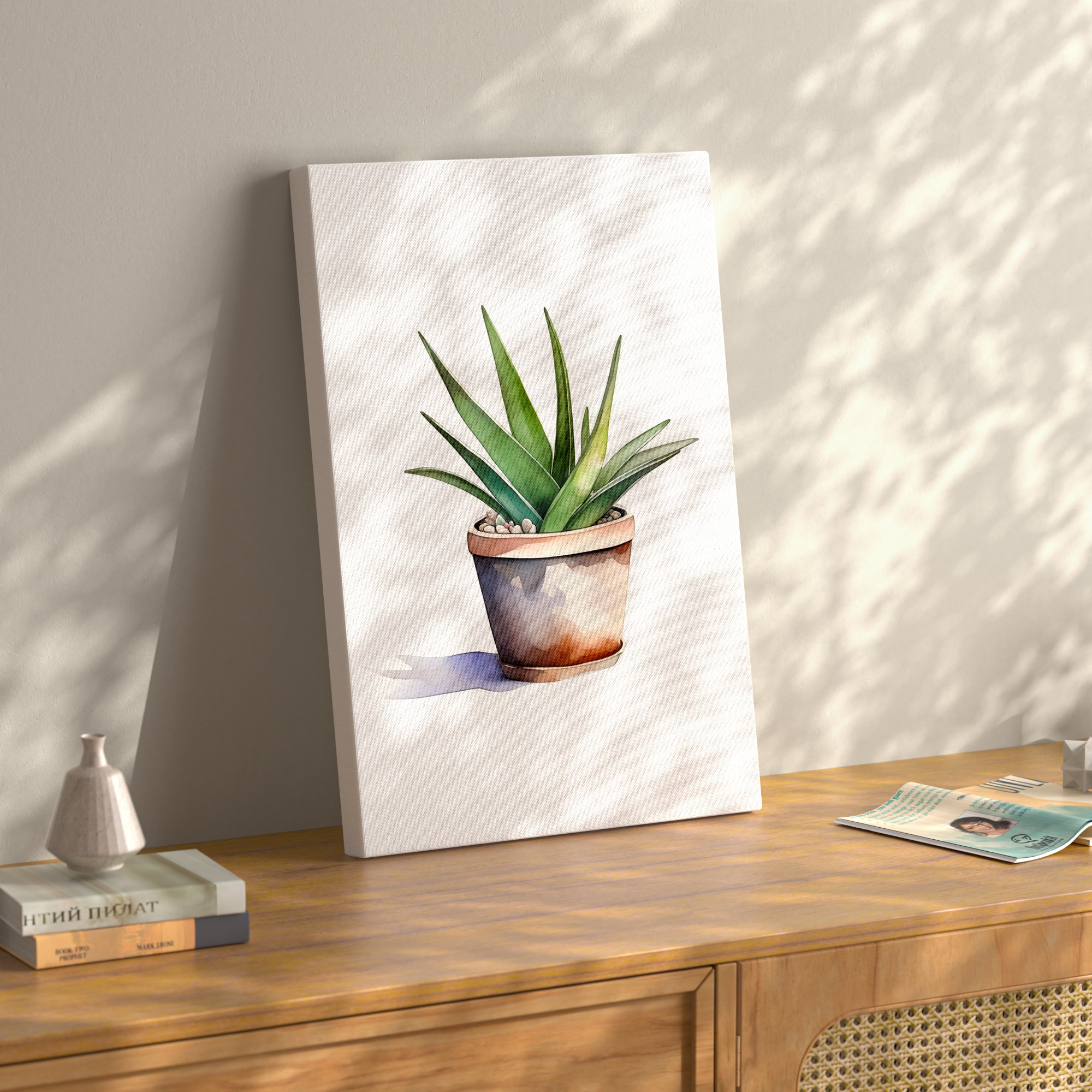 Bungalow Rose Plant Potted Life Home Decoration Framed On Canvas Print ...
