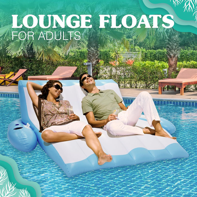 Kovity Two Person Inflatable Pool Recliner Pool Lounger Float with Cup ...