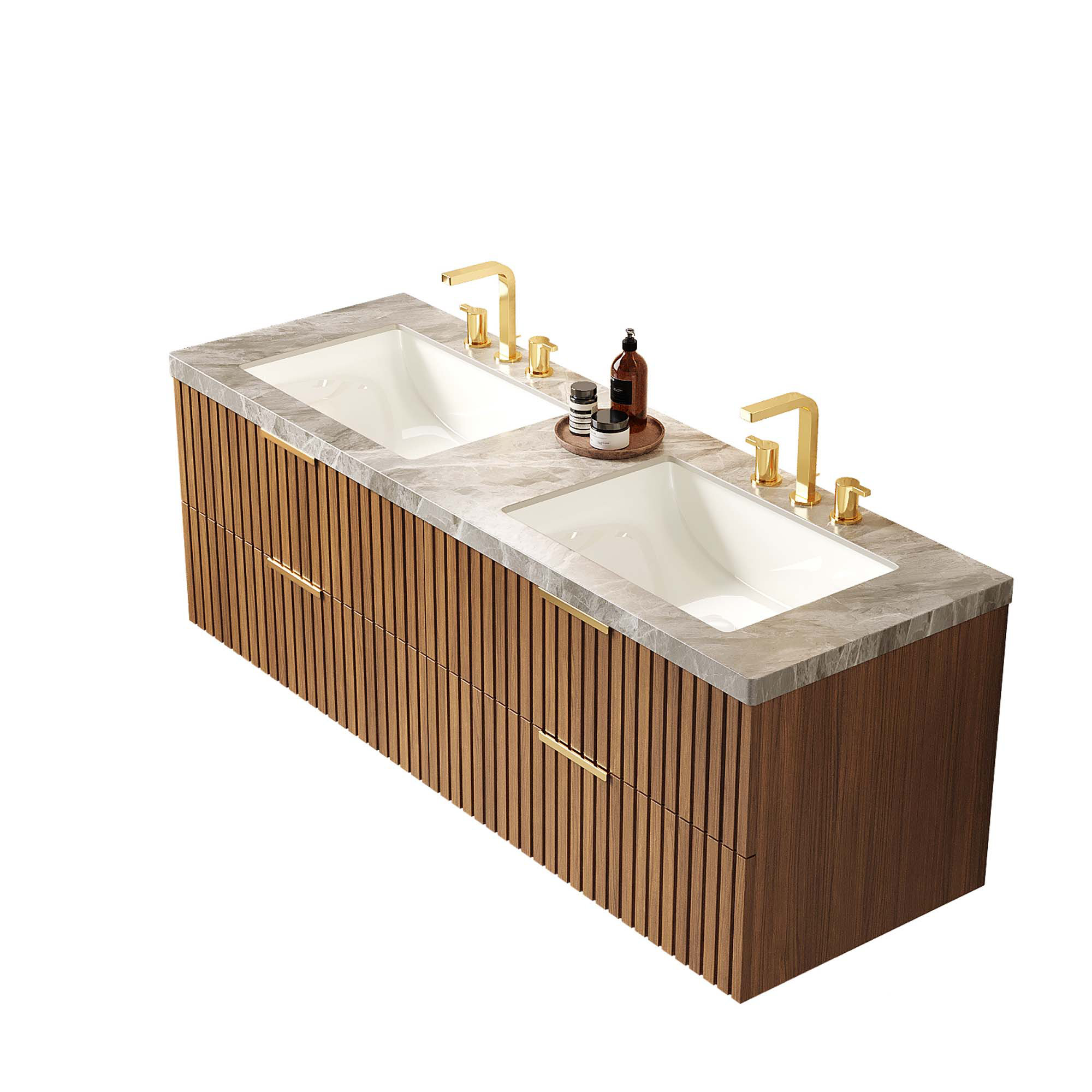 Hokku Designs 60" Bathroom Vanity With Sink, Wall-Mounted Bathroom ...