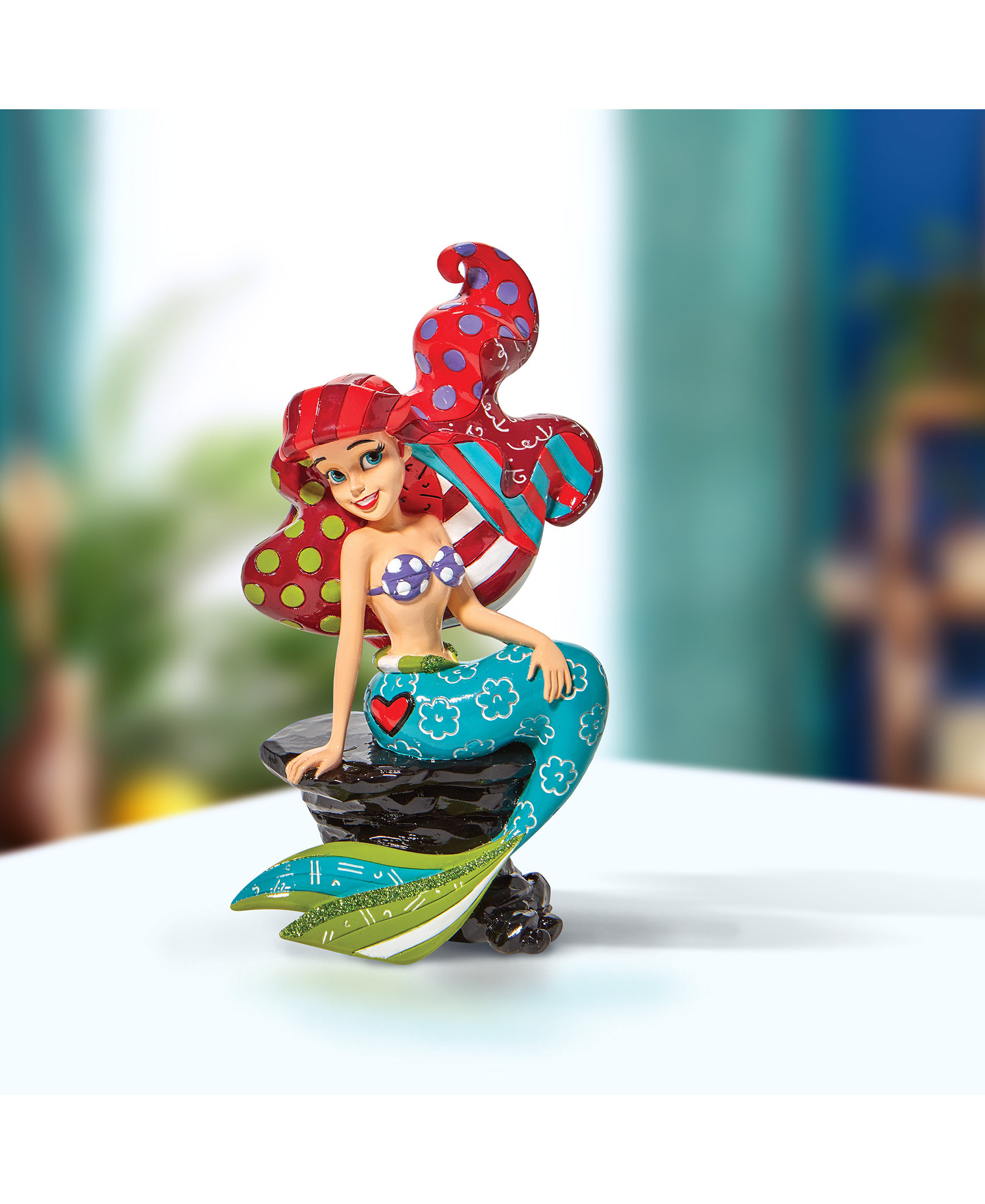 enesco Disney Britto The Little Mermaid Ariel on Rock Figurine 7in H ...