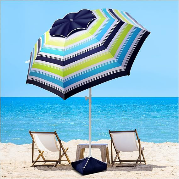 Arlmont & Co. 8FT Large Beach Umbrella with Level 7 Wind Resistance ...
