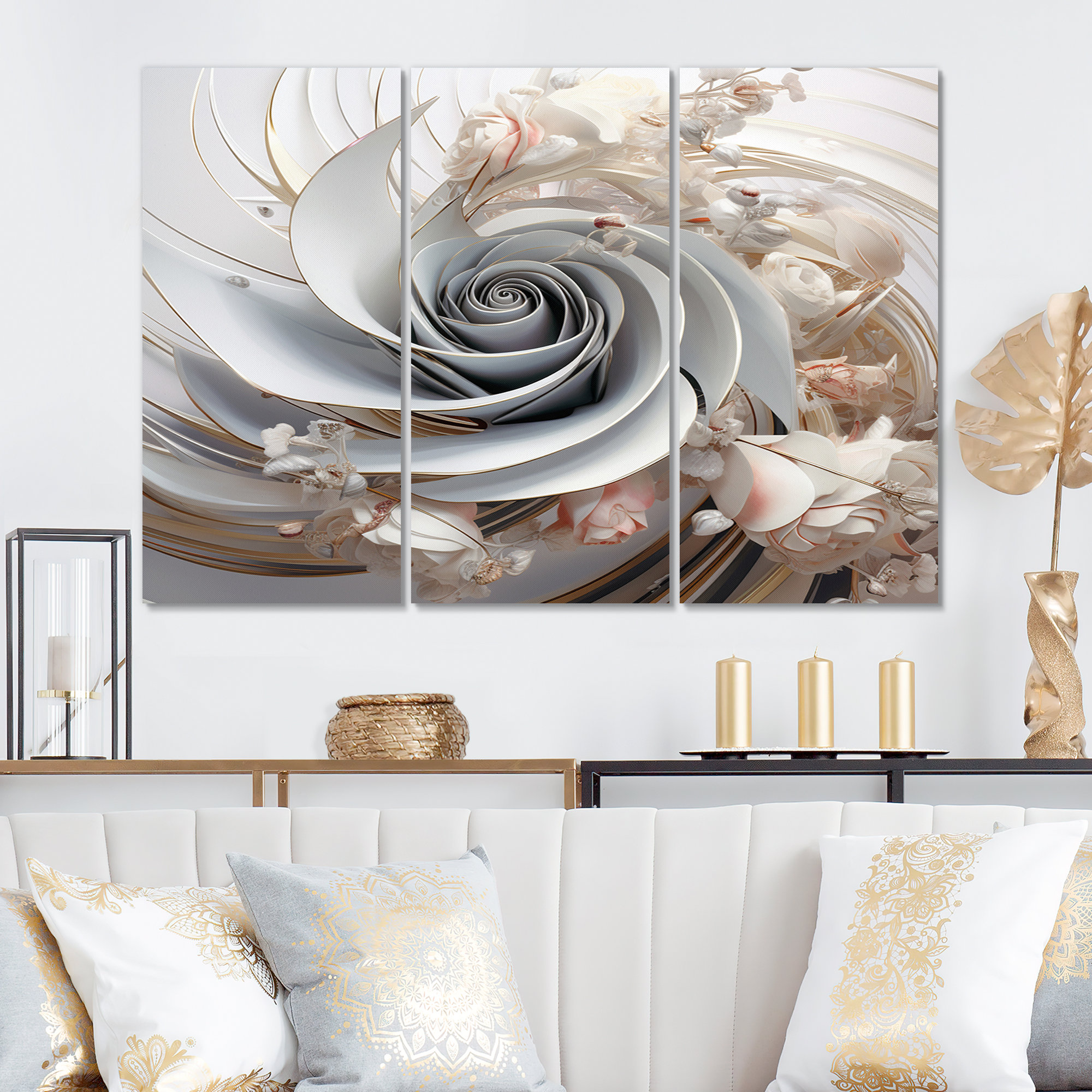 Design Art White Blossoming Spring Fractal Flowers III - Fractals Wall ...