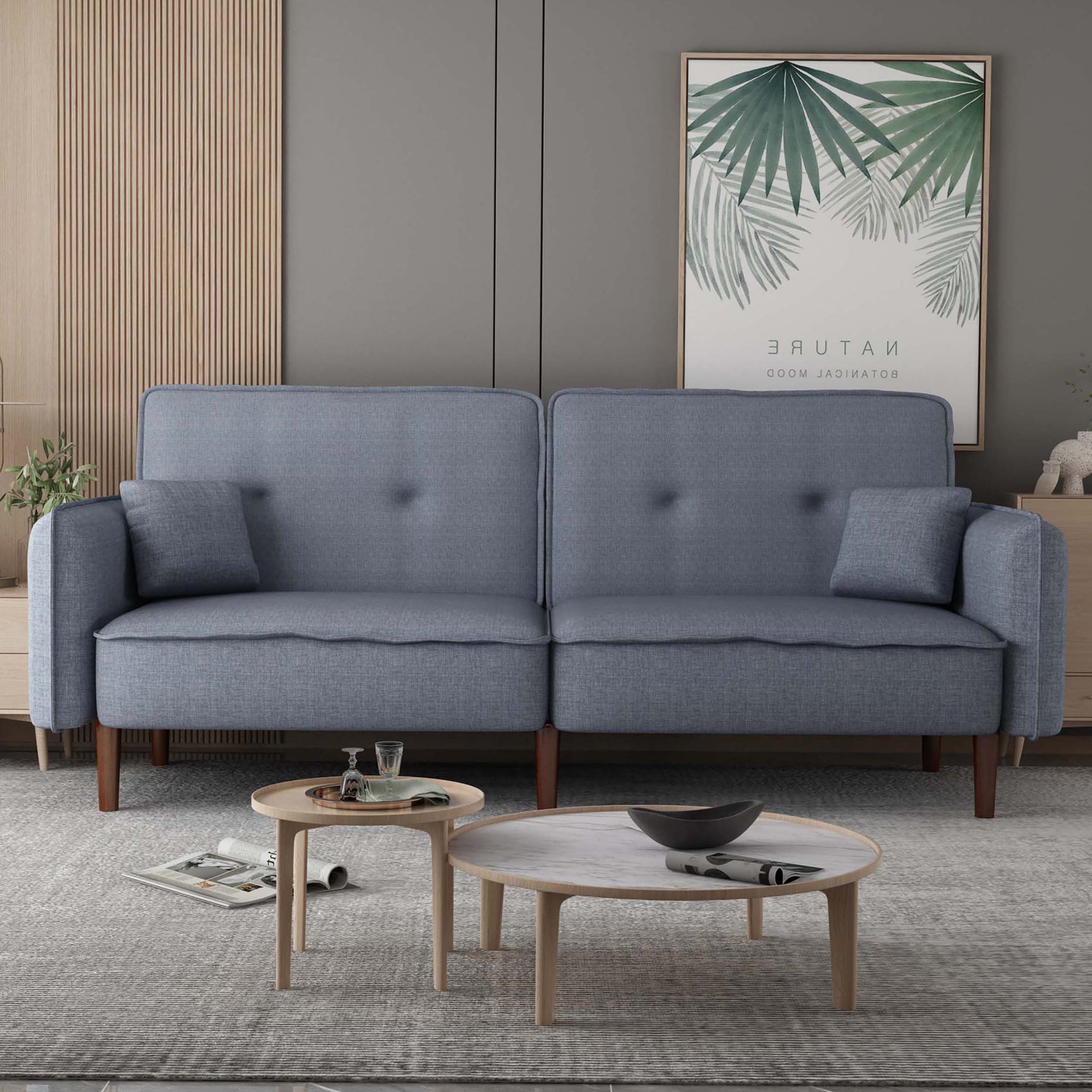 Ebern Designs Sleeper Sofa Couch, Futon Sofa Bed With 2 Toss Pillows ...