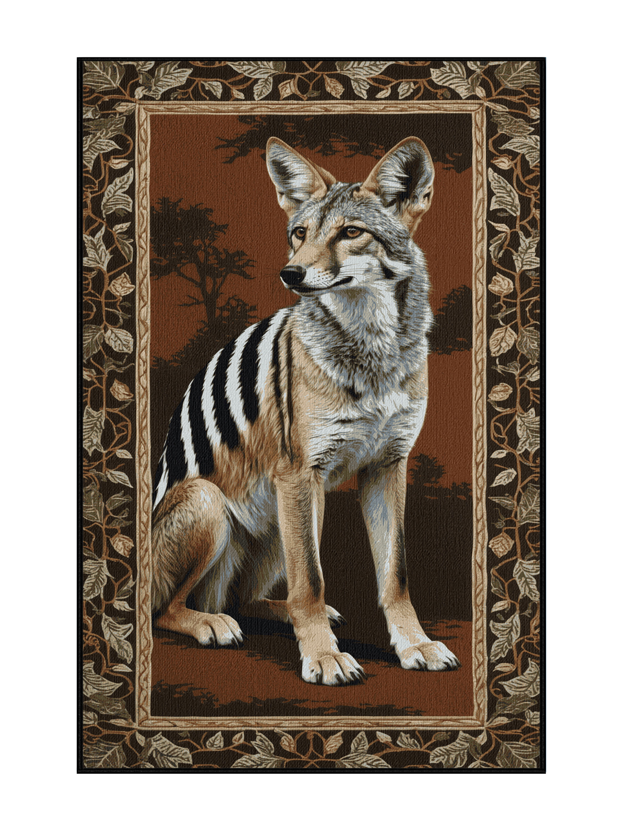 Foundry Select Washable Side striped Jackal Wildlife Area Rug | Wayfair