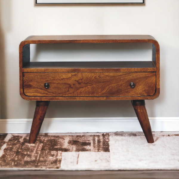 Millwood Pines Mini Chestnut Curved Media Unit | Wayfair