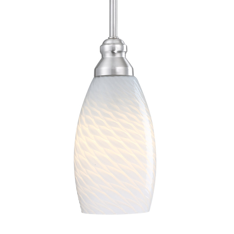 Wrought Studio™ 7.64 in. Milk Shiny Fish Scale Pattern Pendant Light ...