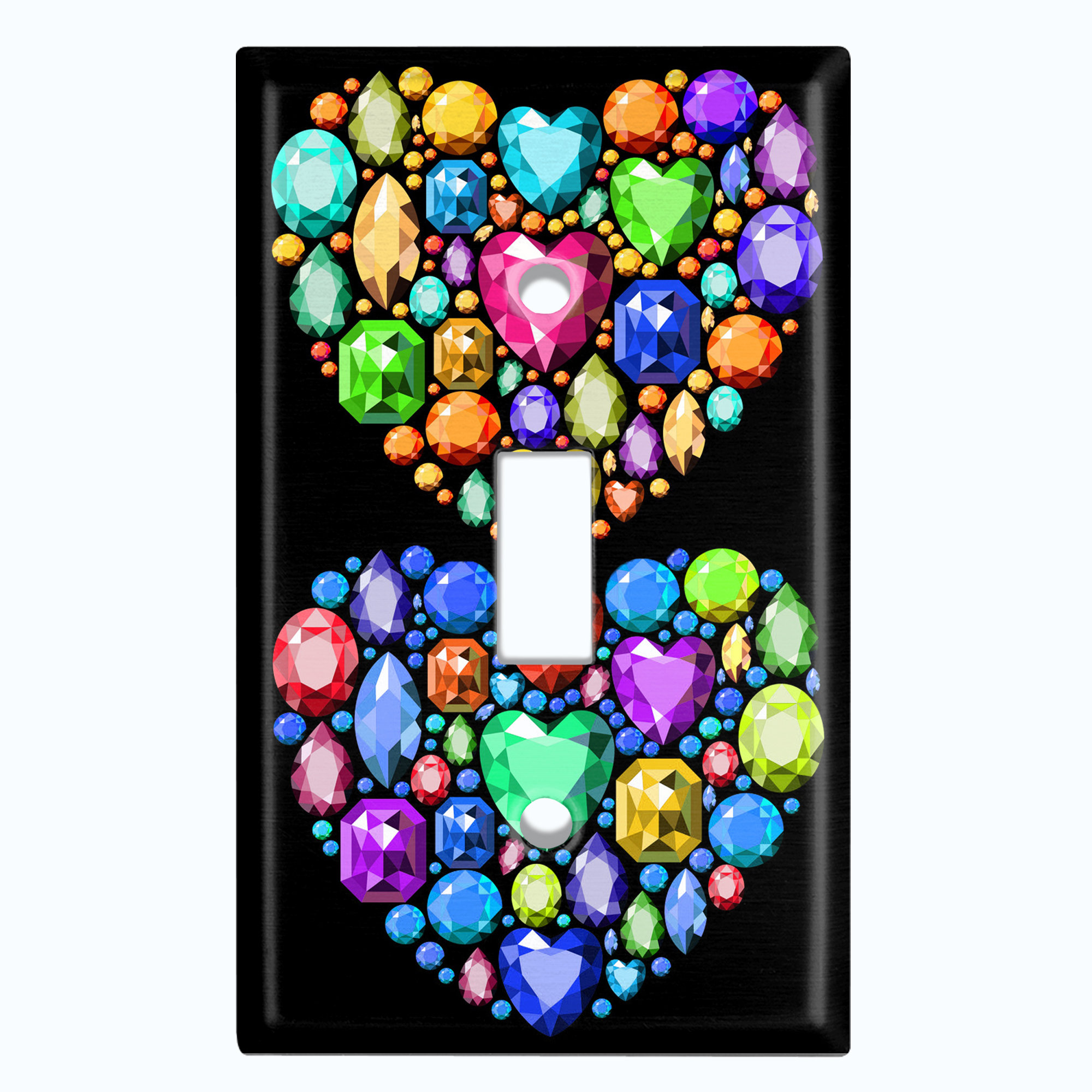 WorldAcc Colorful Diamond Jewels Black Heart Toggle Light Switch Wall ...